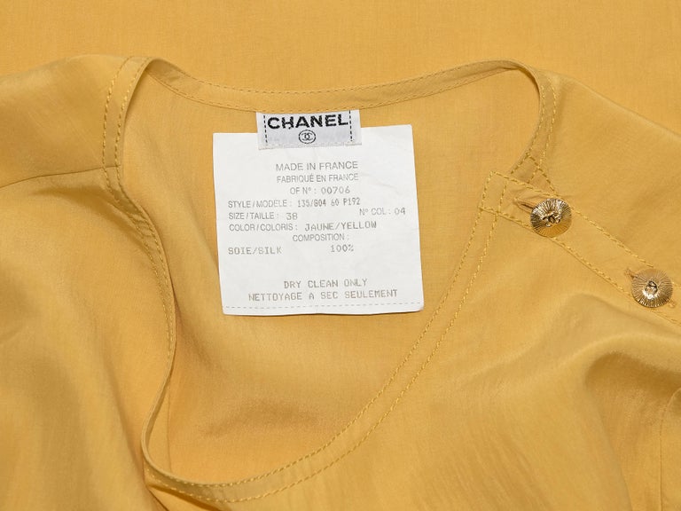Yellow Vintage Chanel Silk Short-Sleeve Top For Sale at 1stDibs