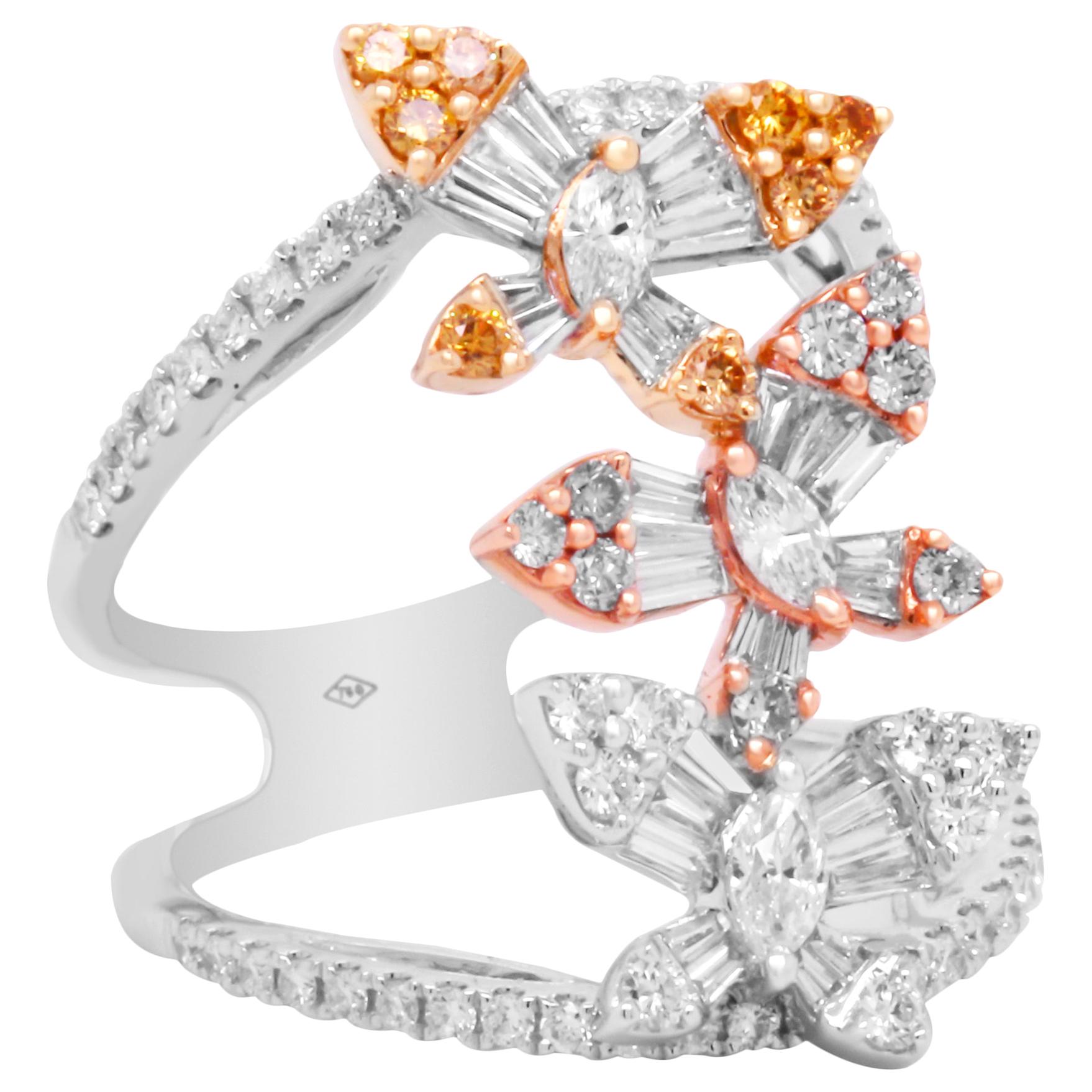 Diamond Yellow and Rose Gold Rose Ring at 1stDibs