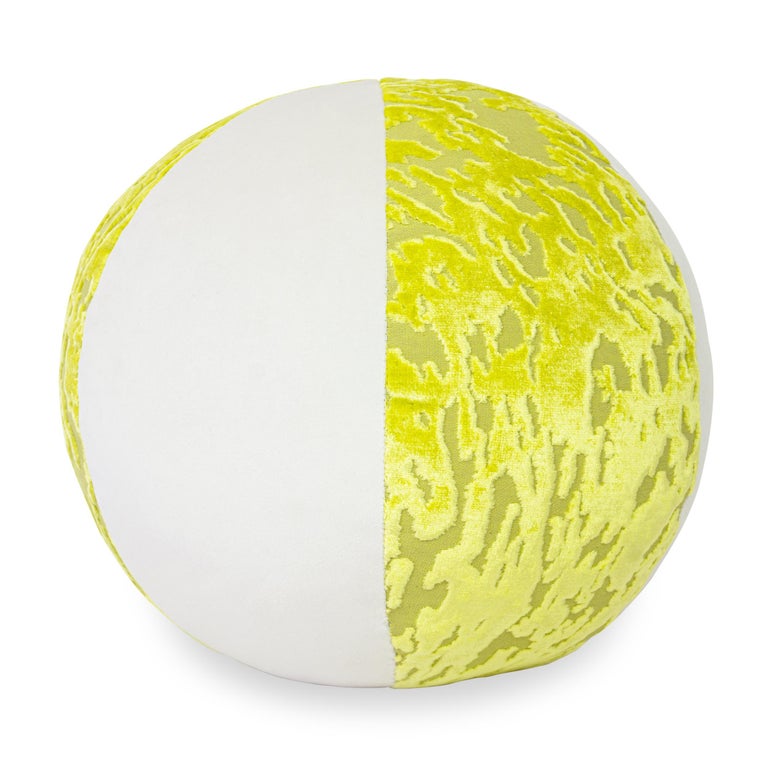 Yellow White Beach Ball Inspired Ball Pillow with Cut Velvet For Sale ...