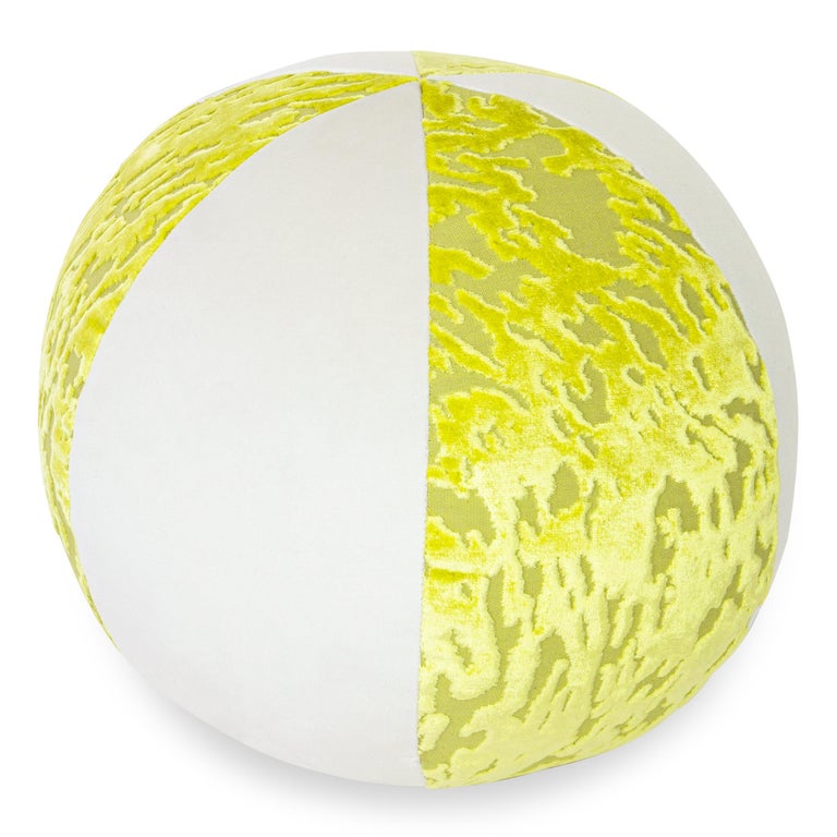 Yellow White Beach Ball Inspired Ball Pillow with Cut Velvet For Sale ...