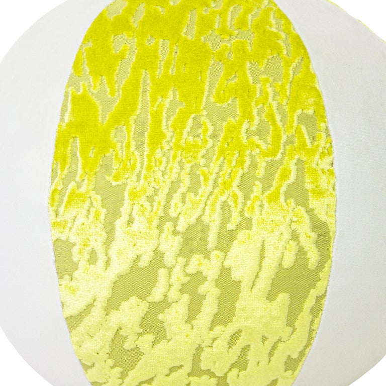 Yellow White Beach Ball Inspired Ball Pillow with Cut Velvet For Sale ...