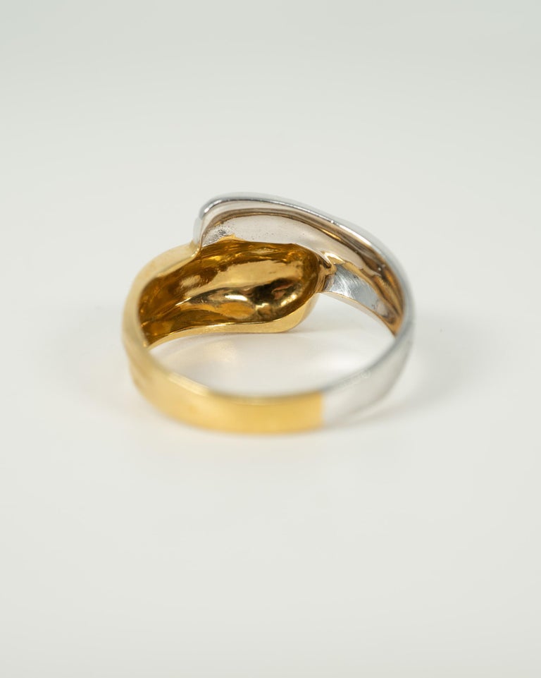 Yellow White Gold Fluted Ring For Sale at 1stDibs