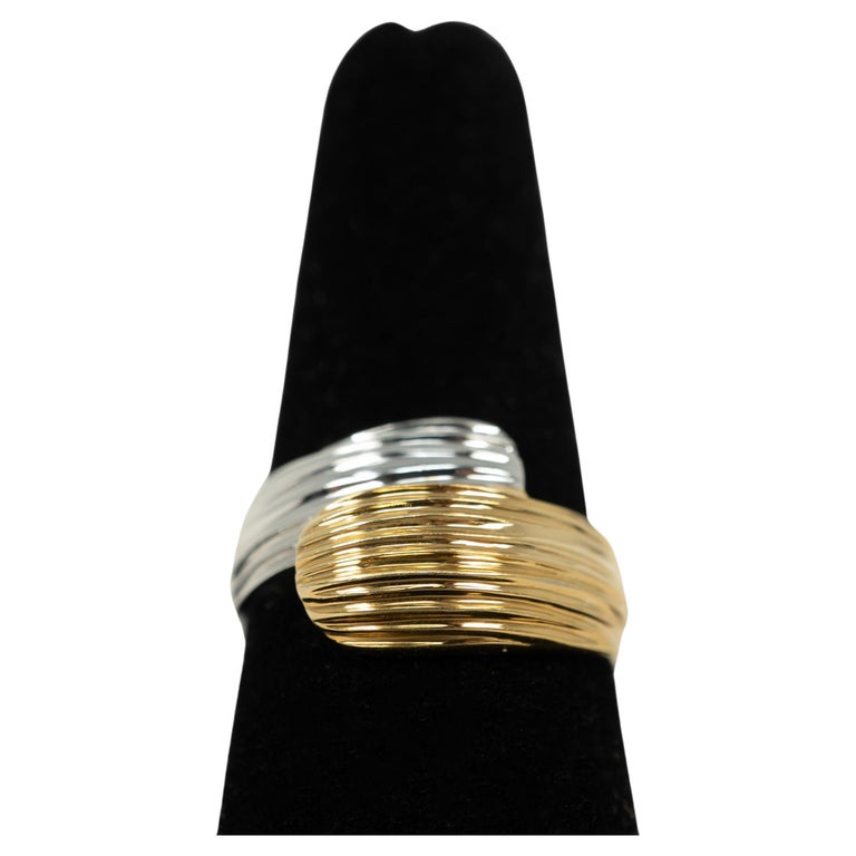Yellow White Gold Fluted Ring For Sale at 1stDibs