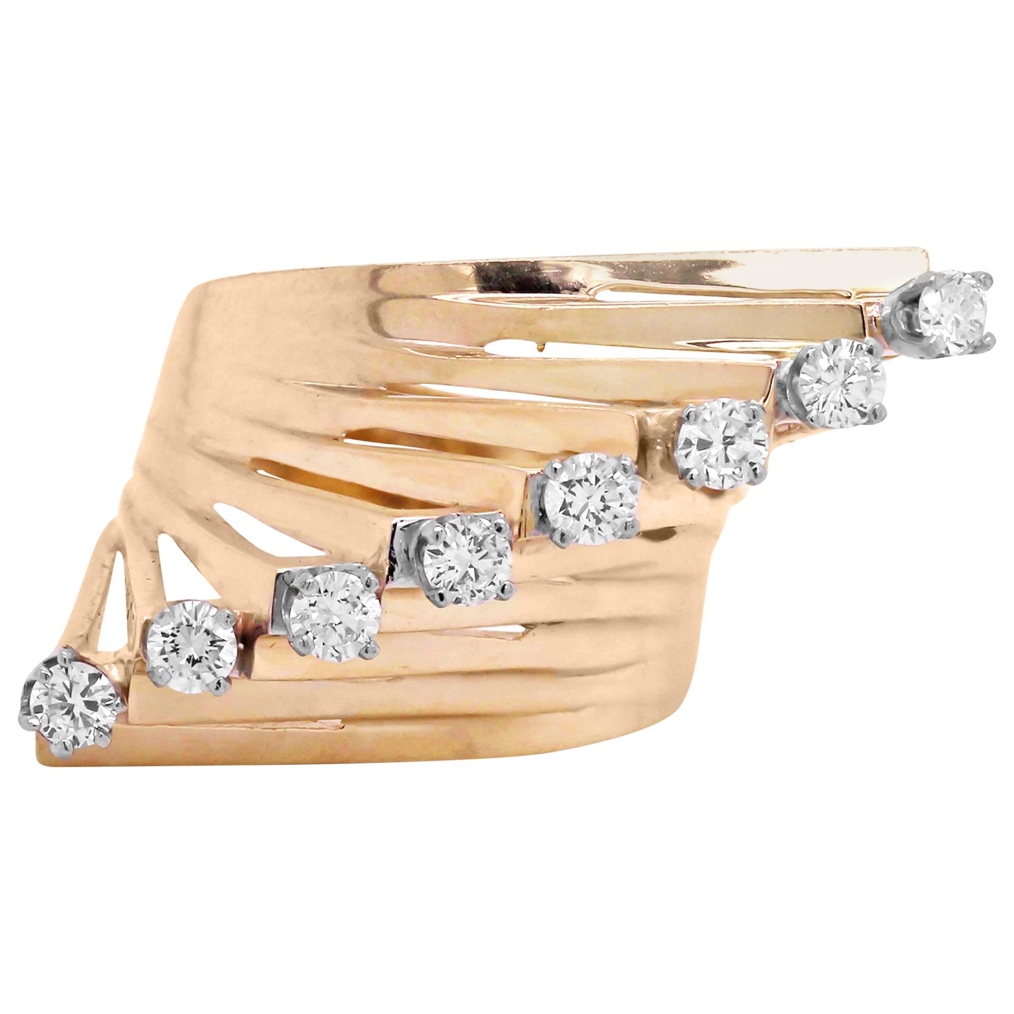 14 Karat Two-Tone Yellow and White Gold Diamond Initial L Ring For Sale ...