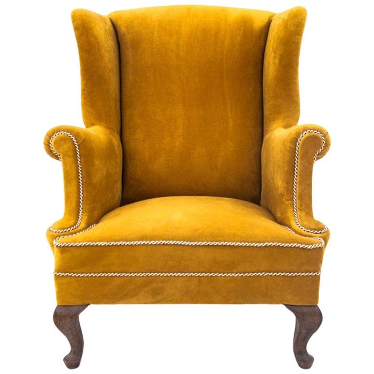 Yellow Wingback Armchair at 1stDibs