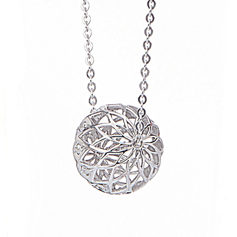 Yemyungji Diamond 18 Karat White Gold Millennium Ball Pendant Chain ...