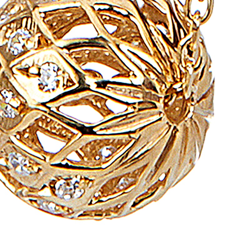 Yemyungji Diamond 18 Karat Yellow Gold Millennium Ball Pendant Chain ...