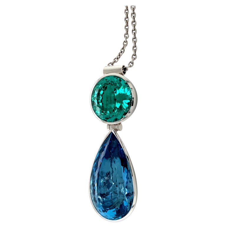 Georg Spreng - Yes Pendant Platinum 950 Tourmaline Blue Aquamarine ...