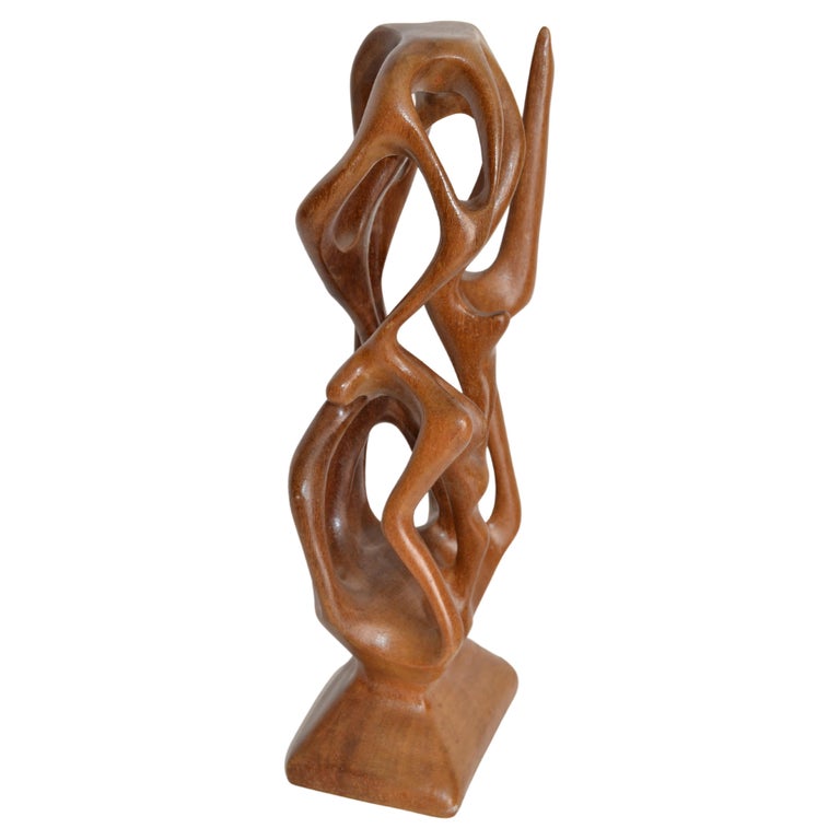 Yew Wood Abstract Organic Sculpture Hand-Carved Mid-Century Modern For Sale at 1stDibs