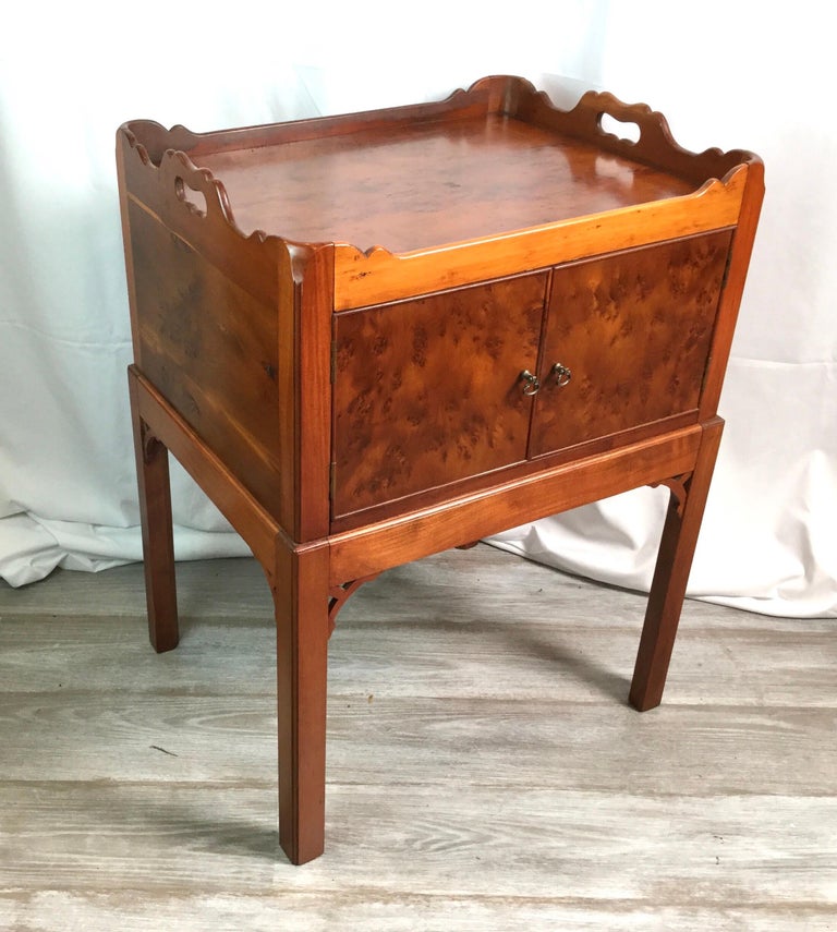 Yew Wood Cabinet on Frame with Gallery Top For Sale at 1stDibs