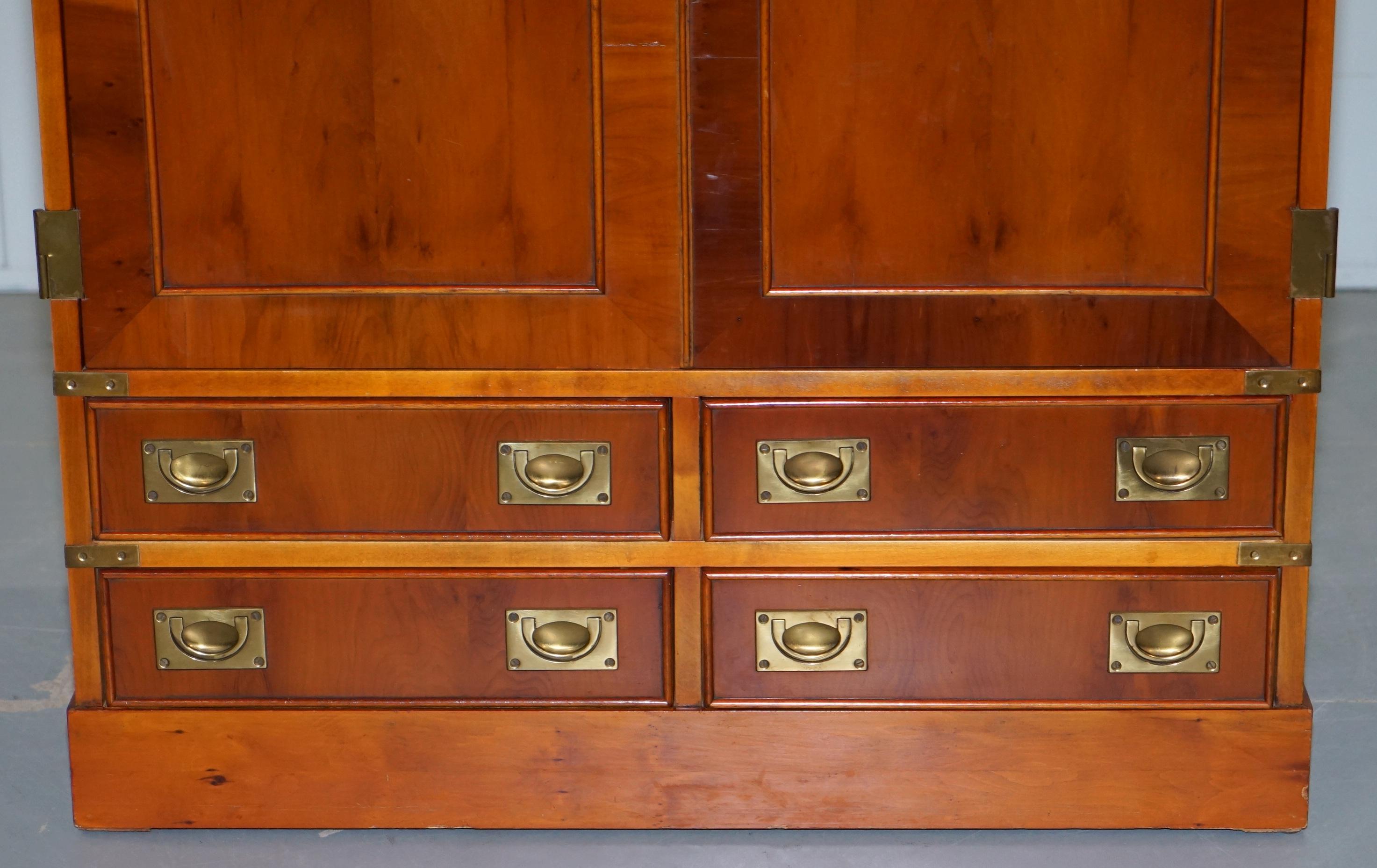 Yew Wood Military Campaign Chest of Drawers Media Cupboard Cabinet ...