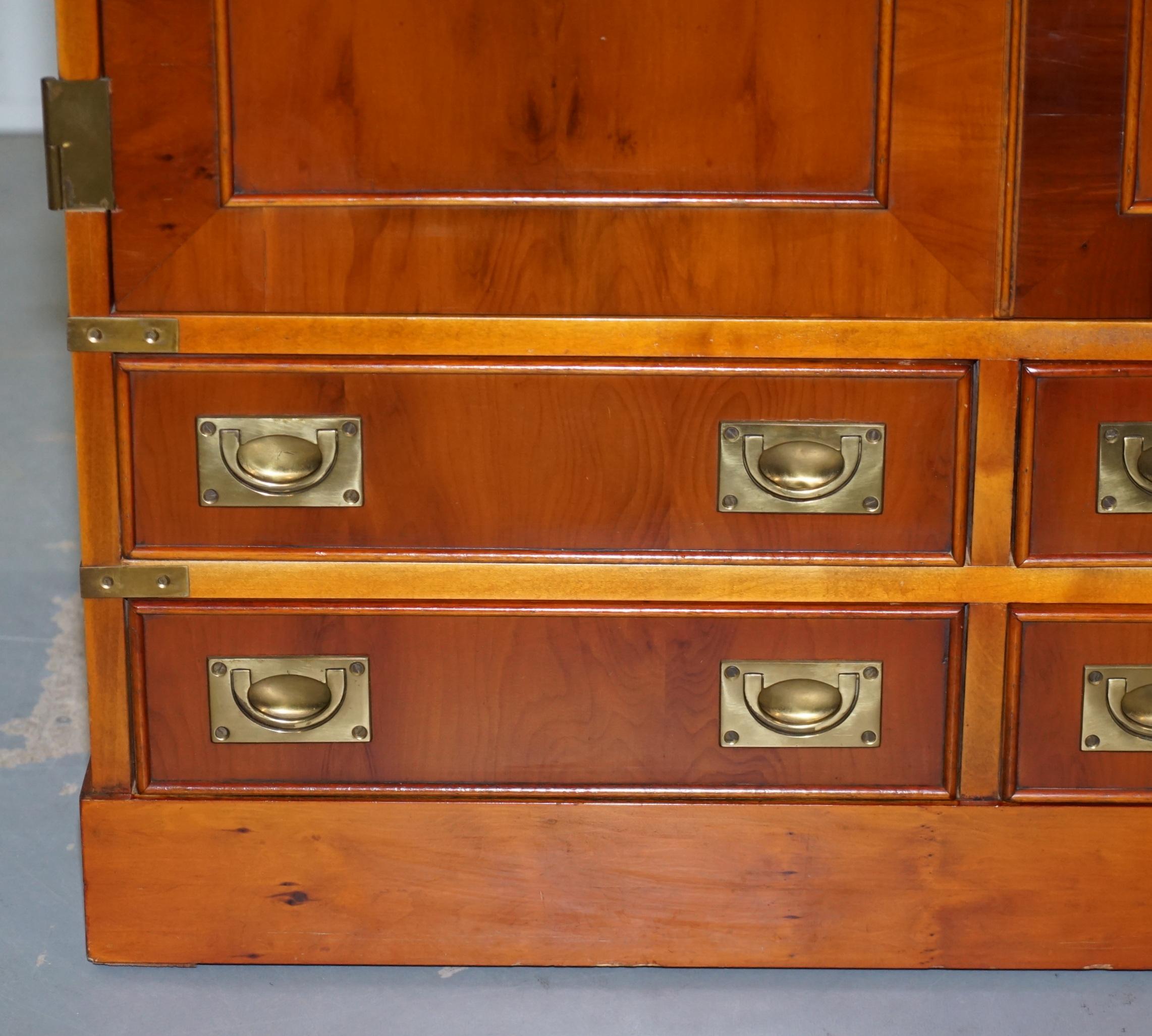 Yew Wood Military Campaign Chest of Drawers Media Cupboard Cabinet ...