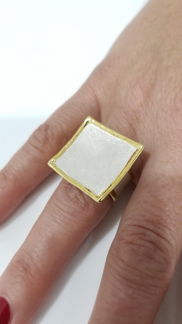 Yianni Creations Fine Silver 24 Karat Gold Overlay Liquid Edge Wide ...