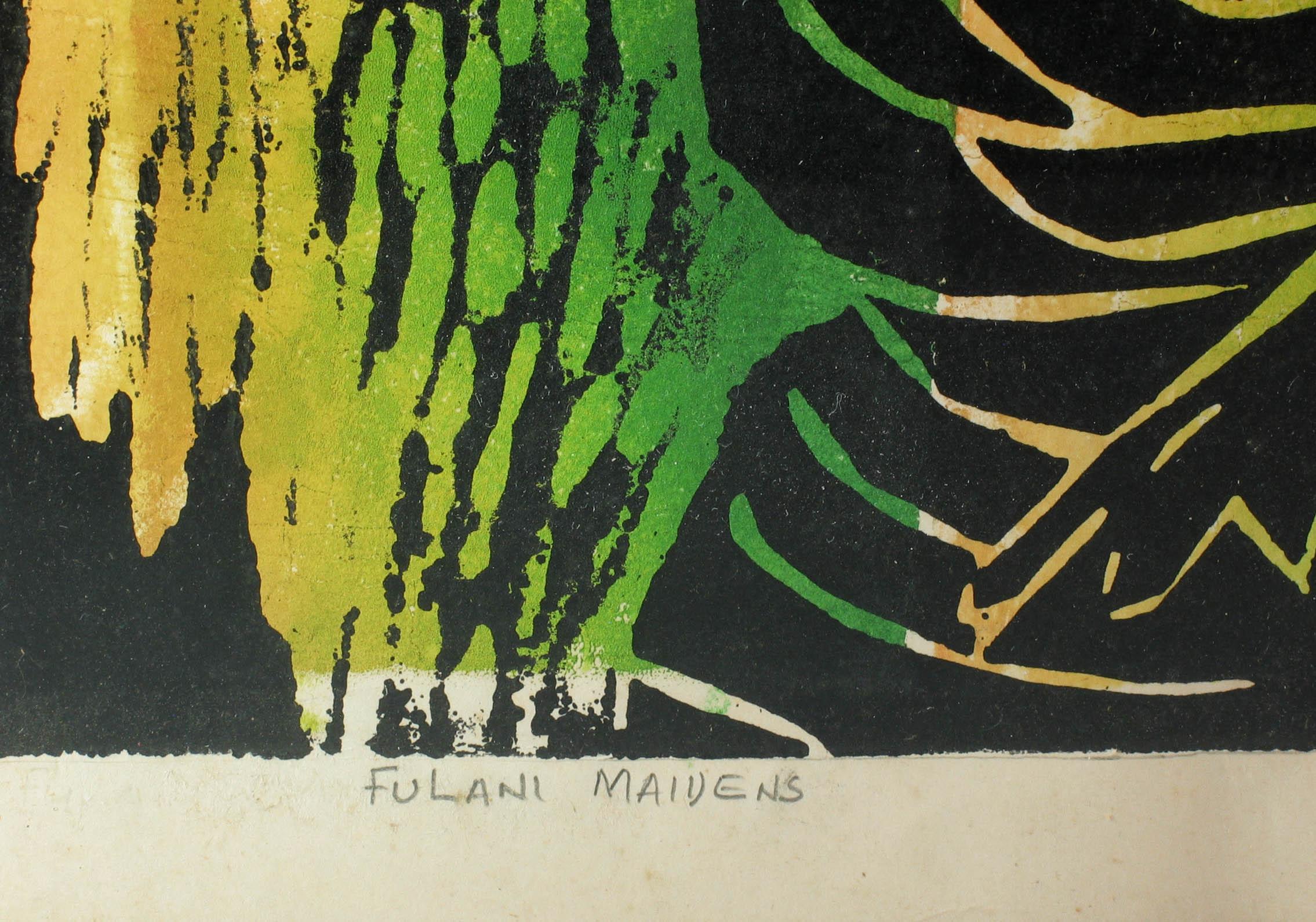 Yinka Adeyemi Fulani Maidens Linocut Tribal Art For Sale at 1stDibs ...