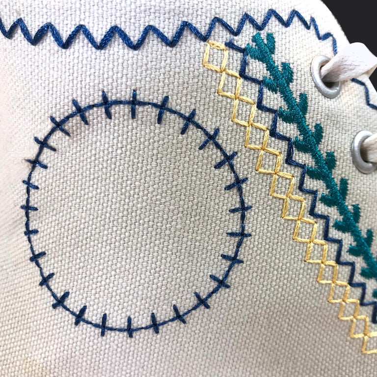 YMC - NEW - High Top Trainers - UK 5 Grey Canvas - Jade Navy Mustard ...