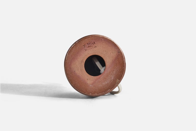 Yngve Blixt, Table Lamp, Glazed Stoneware, Rattan, Höganäs, Sweden ...
