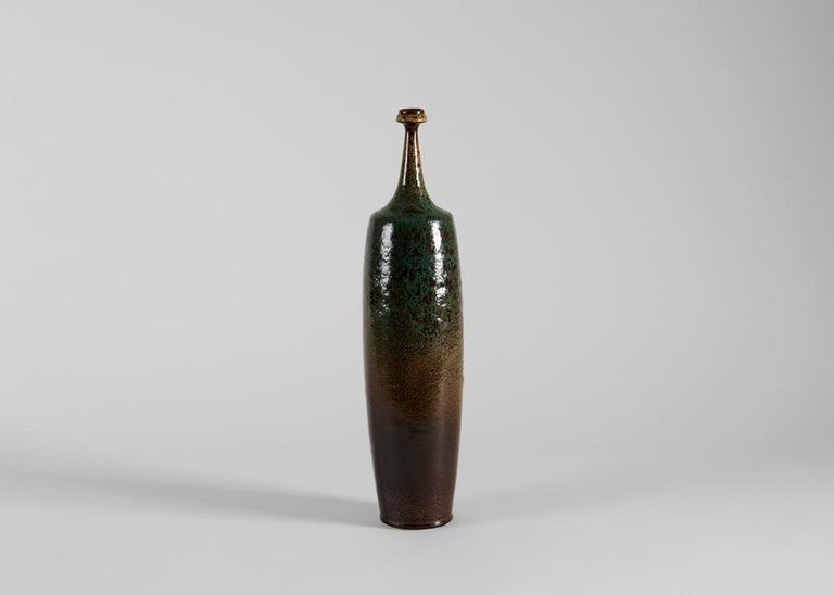 Yngve Blixt, Tall Vase with Blue and Yellow Speckled Glaze, Sweden ...