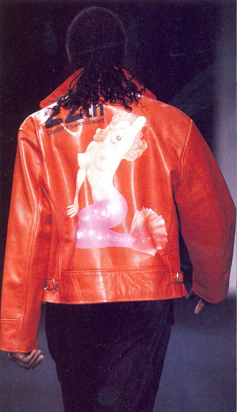 Yohji Yamamoto orange leather jacket with Marilyn Monroe pin-up, A / W 1991 at 1stDibs | yohji ...
