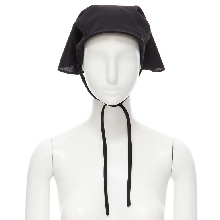 YOHJI YAMAMOTO 1980's Vintage black wool apostolnik wimple headscarf ...