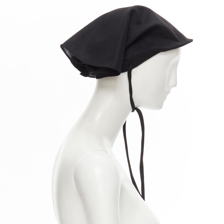 YOHJI YAMAMOTO 1980's Vintage black wool apostolnik wimple headscarf ...