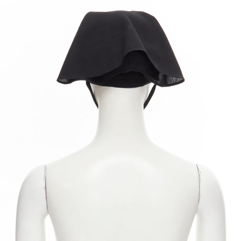 YOHJI YAMAMOTO 1980's Vintage black wool apostolnik wimple headscarf ...