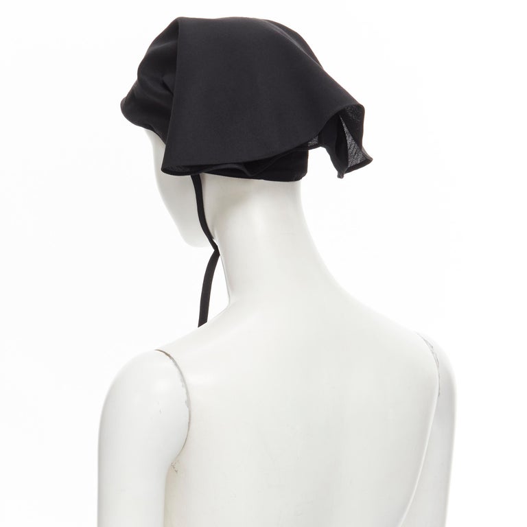 YOHJI YAMAMOTO 1980's Vintage black wool apostolnik wimple headscarf ...