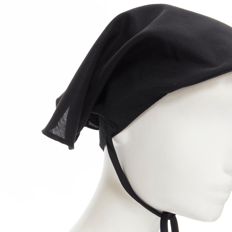 YOHJI YAMAMOTO 1980's Vintage black wool apostolnik wimple headscarf ...