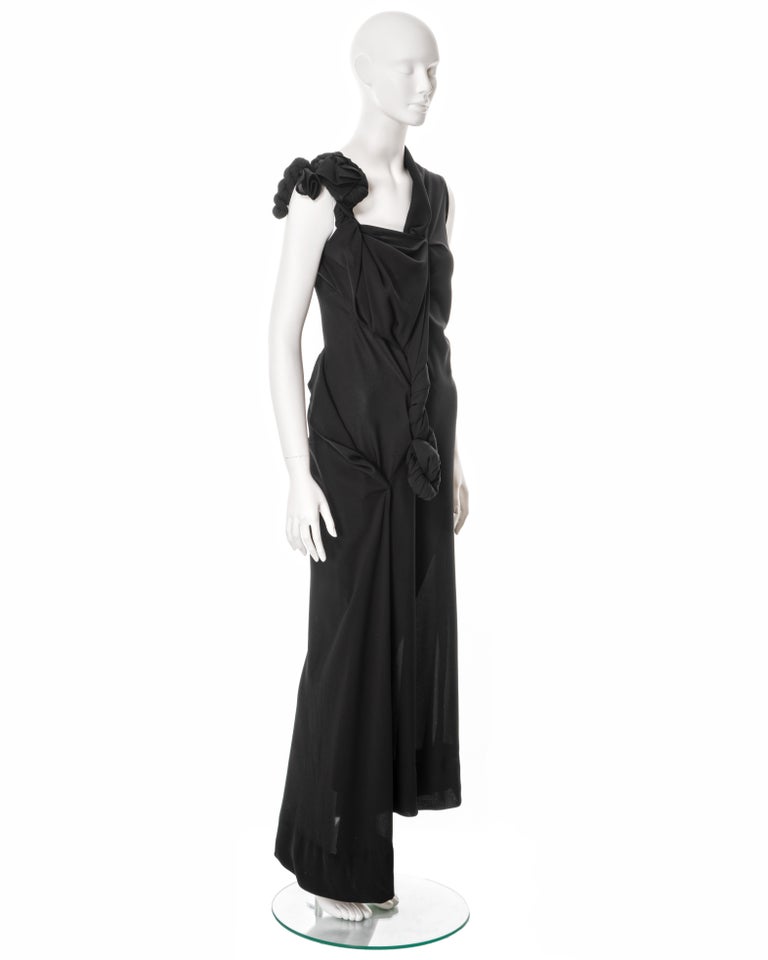 Yohji Yamamoto black asymmetric draped evening dress, ss 1998 For Sale ...