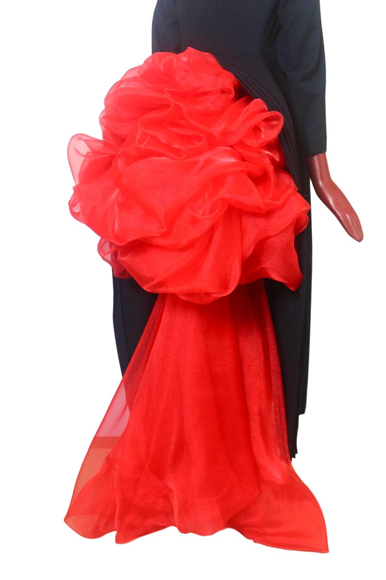 Yohji Yamamoto Original 1995 Bustle Coat with Red Tulle Bustle For Sale ...