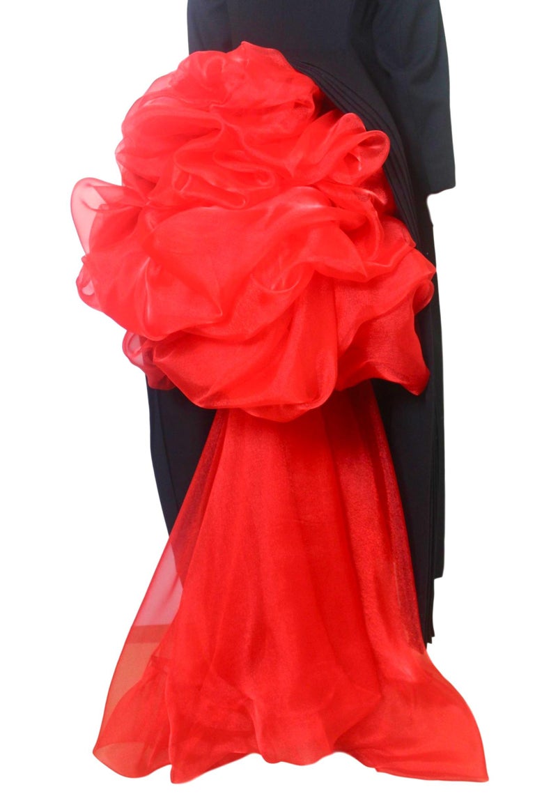 Yohji Yamamoto Original 1995 Bustle Coat with Red Tulle Bustle For Sale ...