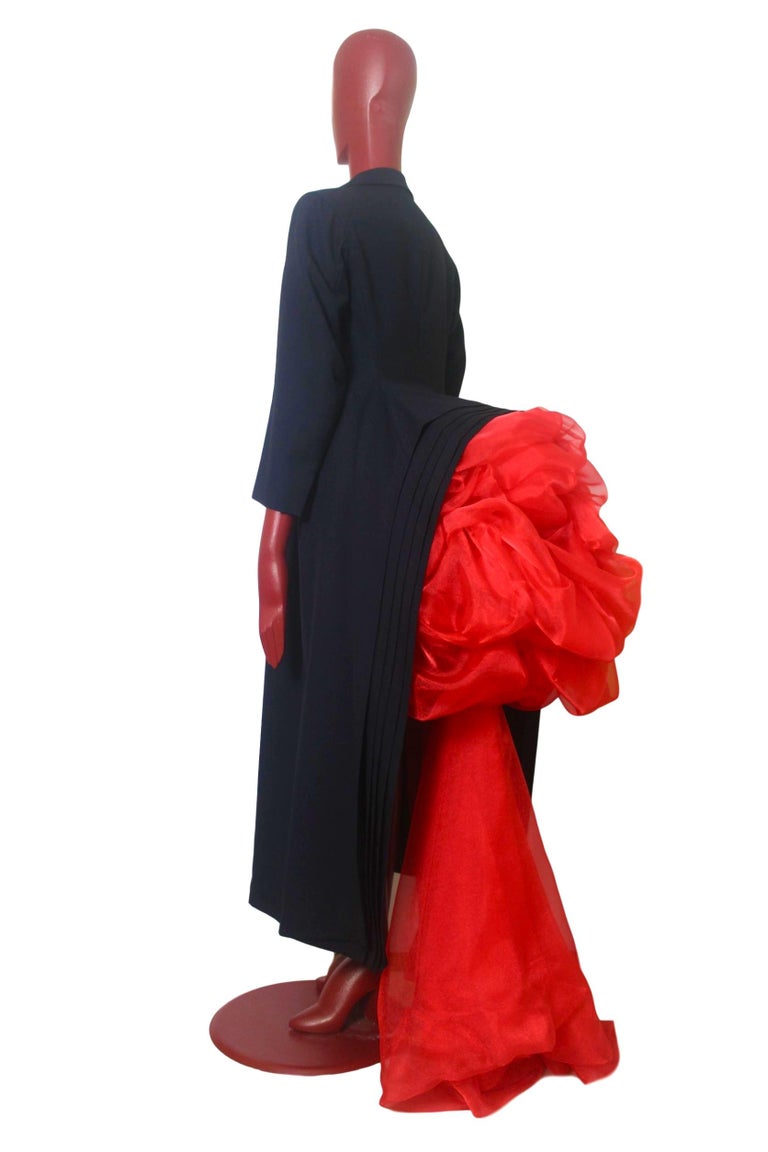 Yohji Yamamoto Original 1995 Bustle Coat with Red Tulle Bustle For Sale ...