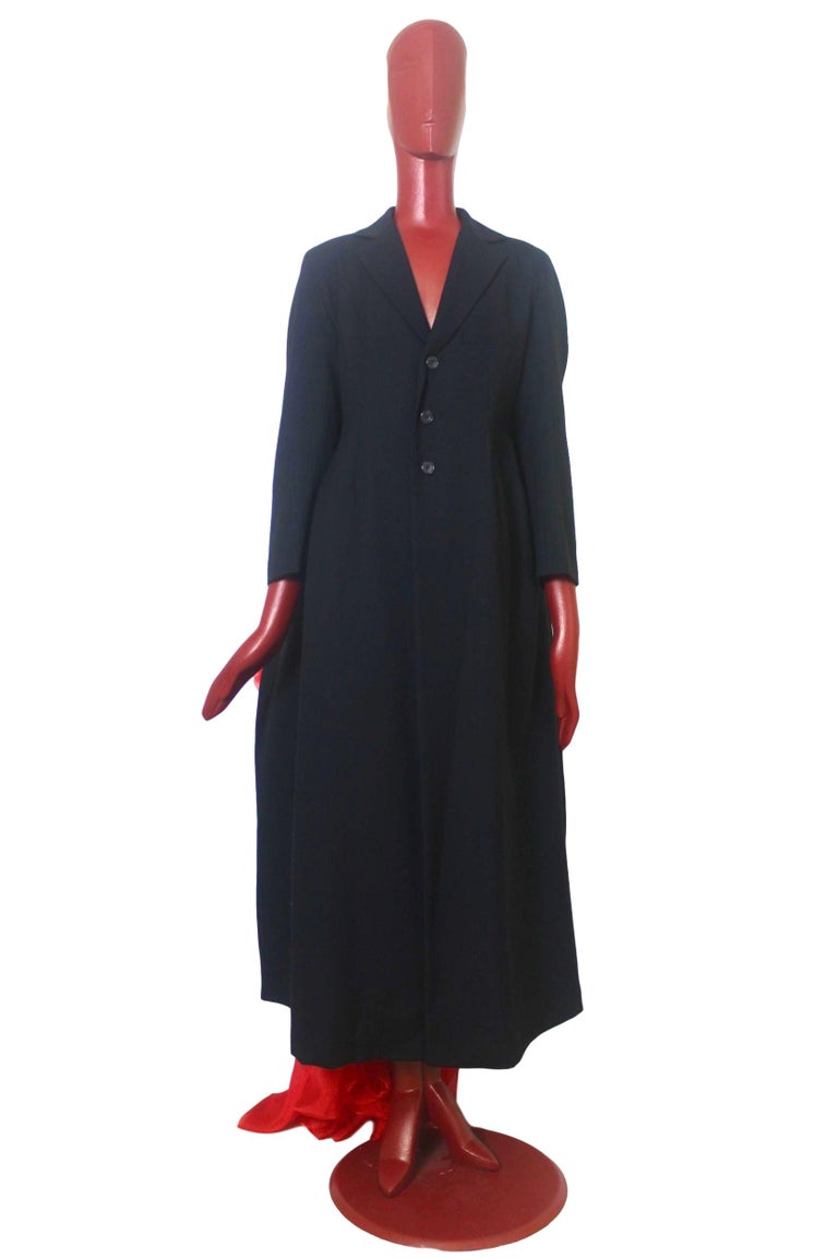 Yohji Yamamoto Original 1995 Bustle Coat with Red Tulle Bustle For Sale ...