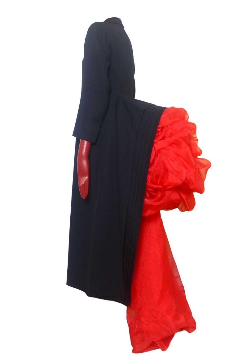 Yohji Yamamoto Original 1995 Bustle Coat with Red Tulle Bustle For Sale ...