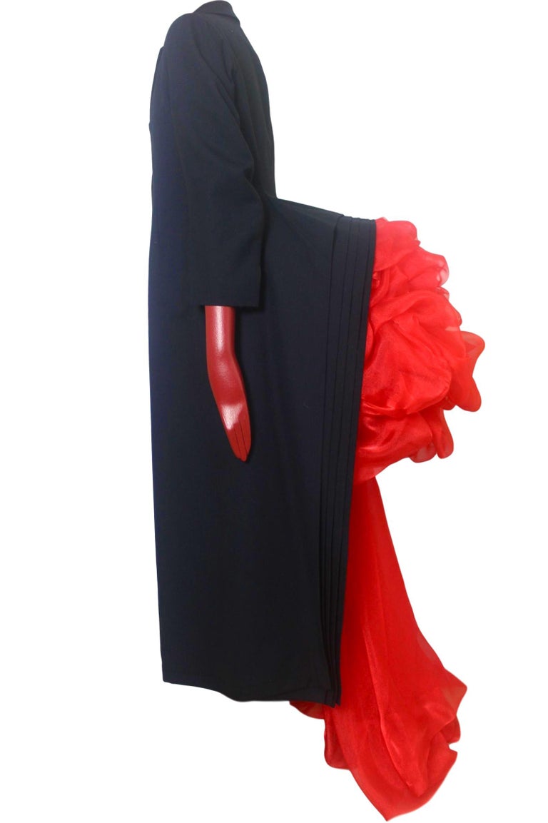 Yohji Yamamoto Original 1995 Bustle Coat with Red Tulle Bustle For Sale ...