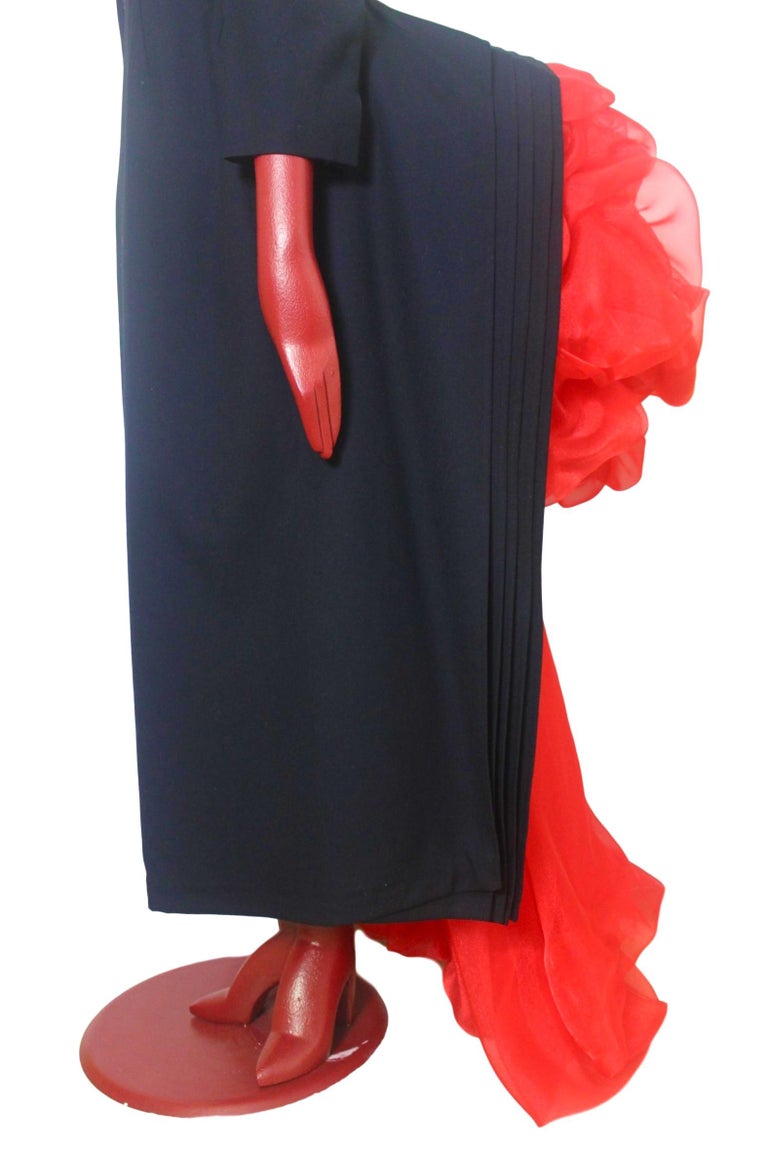 Yohji Yamamoto Original 1995 Bustle Coat with Red Tulle Bustle For Sale ...