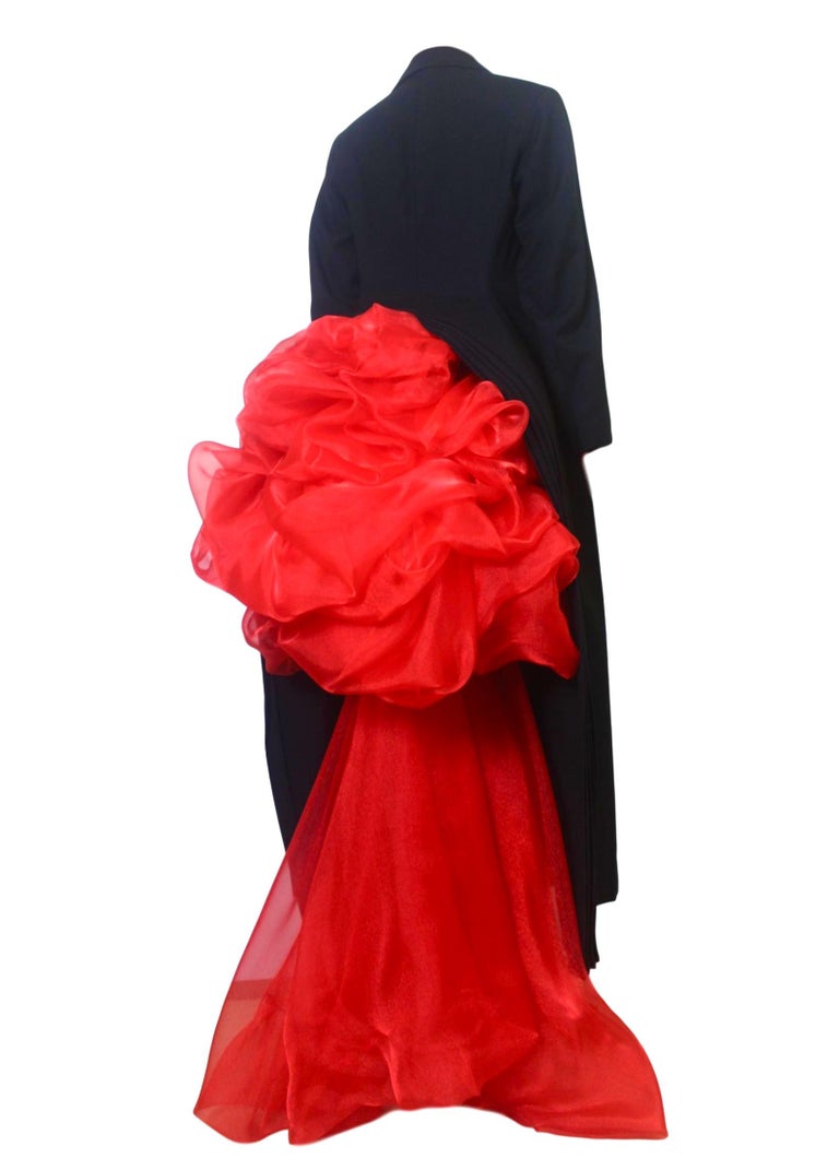 Yohji Yamamoto Original 1995 Bustle Coat with Red Tulle Bustle For Sale ...