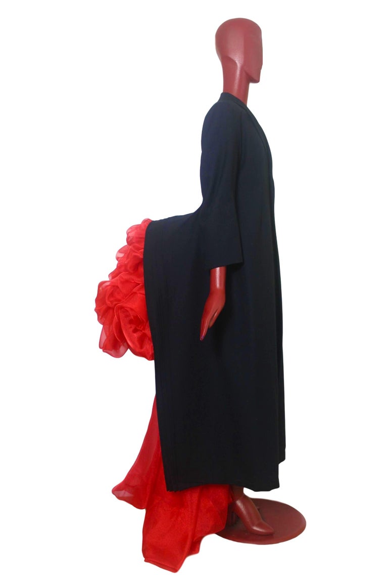 Yohji Yamamoto Original 1995 Bustle Coat with Red Tulle Bustle For Sale ...