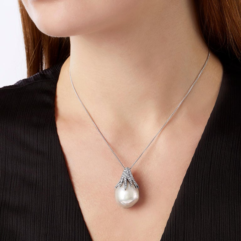Yoko London Baroque Freshwater Pearl And Diamond Pendant In 18 Karat
