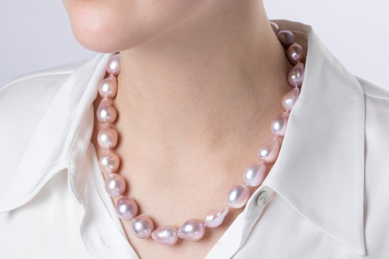 Yoko London Baroque Natural Colour Pink Freshwater Pearl Necklace In