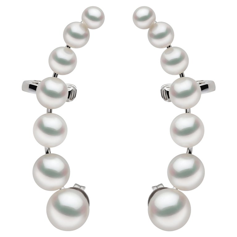 Yoko London Freshwater Pearl Ear Cuff in 18K White Gold For Sale at 1stDibs