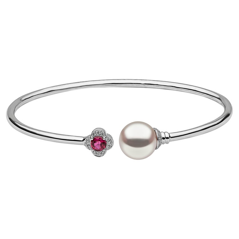 Yoko London Freshwater Pearl, Ruby and Diamond 18 Karat White Gold ...