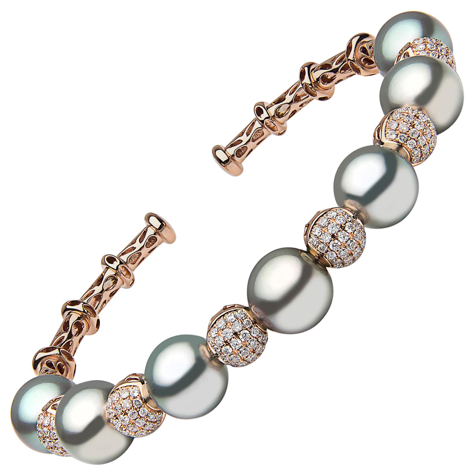 GILIN Tahitian Pearl Diamond Bangle For Sale at 1stDibs