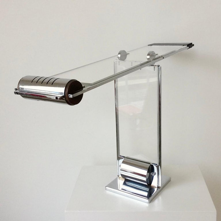 Yonel Lebovici Oblique Cristal Table Lamp, circa 1979, France For Sale ...