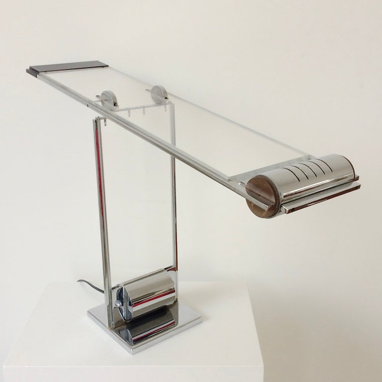 Yonel Lebovici Oblique Cristal Table Lamp, circa 1979, France For Sale ...