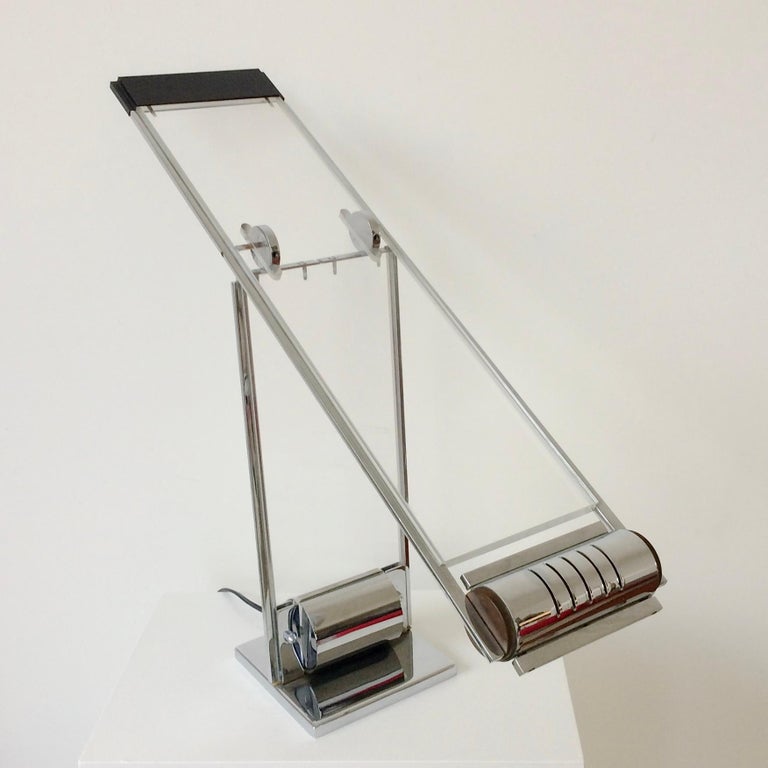 Yonel Lebovici Oblique Cristal Table Lamp, circa 1979, France For Sale ...