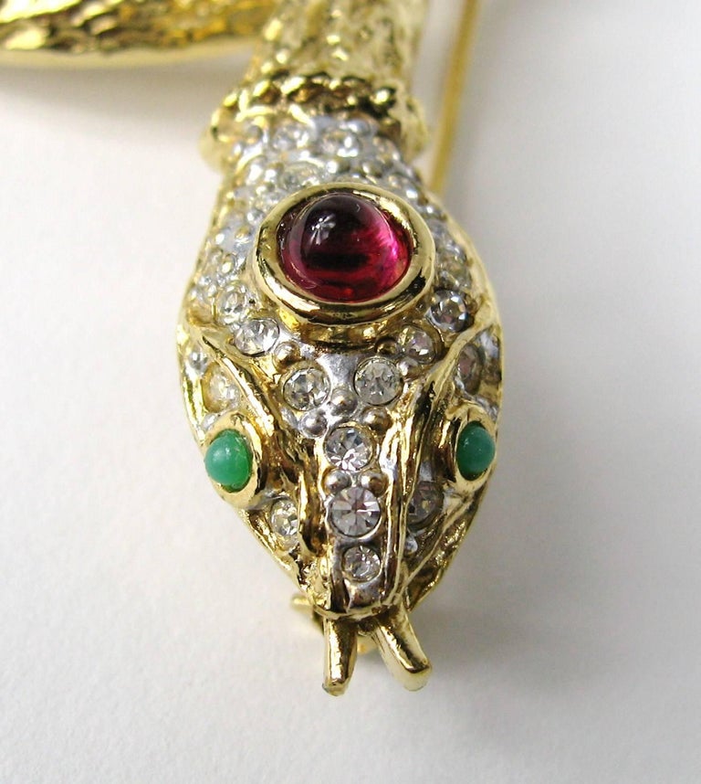 Yosca Serpent Snake Brooch pin New, Never worn 1980s Gold Gilt For Sale ...