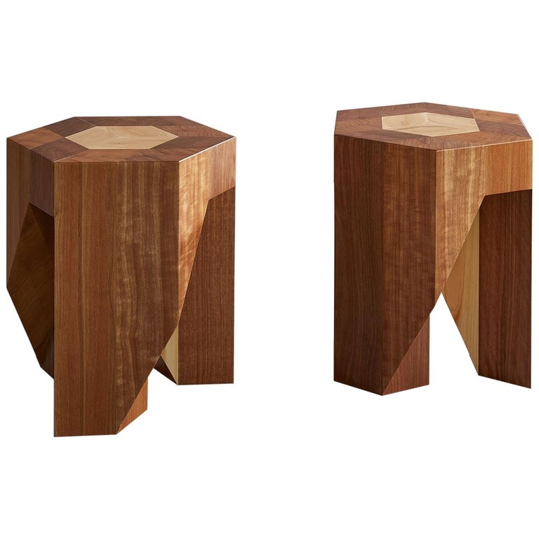 Award winning Yosegi Modern Minimal Style Japanese Pair Stools by Tamen ...