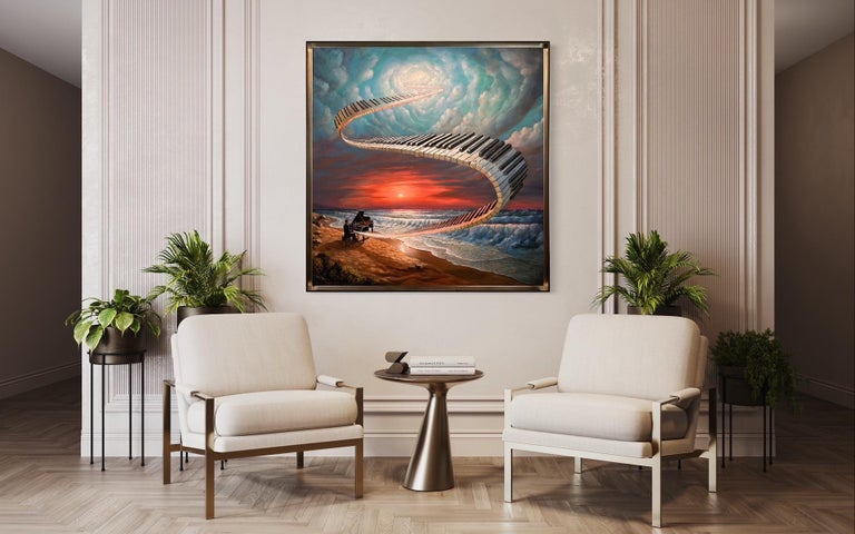 Yossi Rosenstein - Beautiful colorful oil on canvas large painting song ...