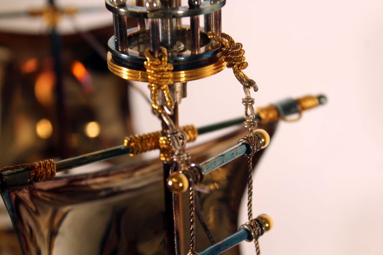 Yossi Swed Partial Gilt Silver Ship-Form Menorah 4/65 1992-1993 at 1stDibs