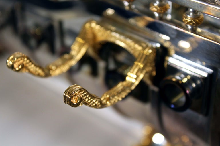 Yossi Swed Partial Gilt Silver Ship-Form Menorah 4/65 1992-1993 at 1stDibs